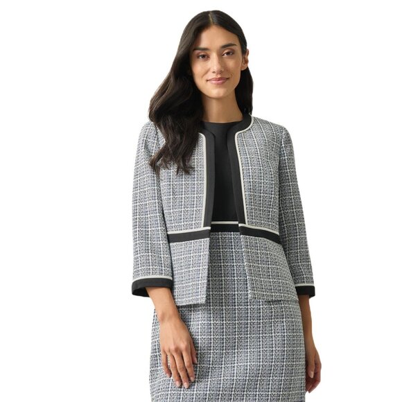 Kasper | Jackets & Coats | Nwt Kasper Openfront Pipedtrim Tweed Jacket ...